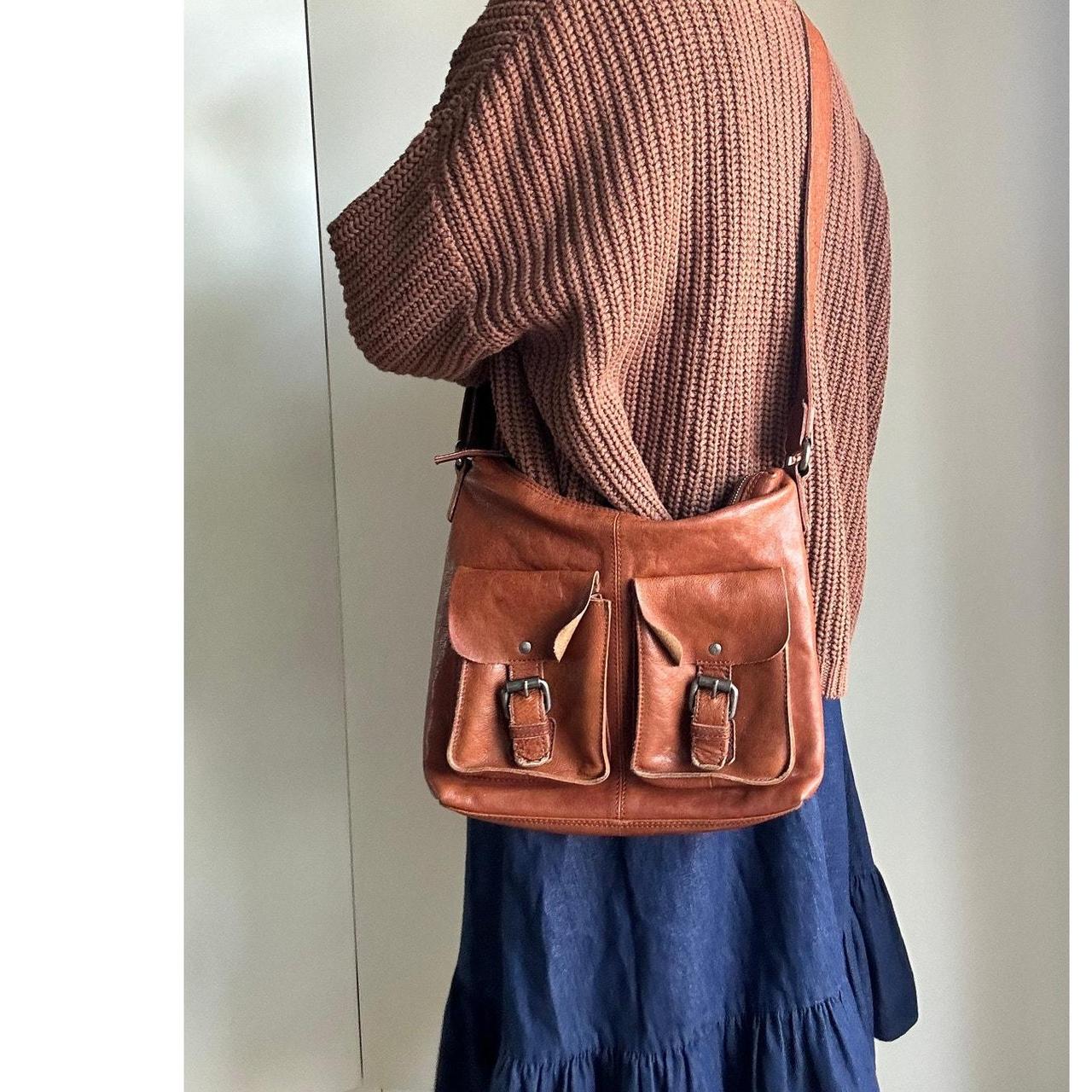 Spikes and Sparrow Leather Messenger Handbag Brown... - Depop