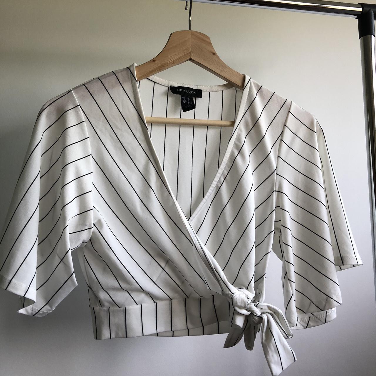 Pin stripe wrap crop top Really soft, comfy and very... - Depop