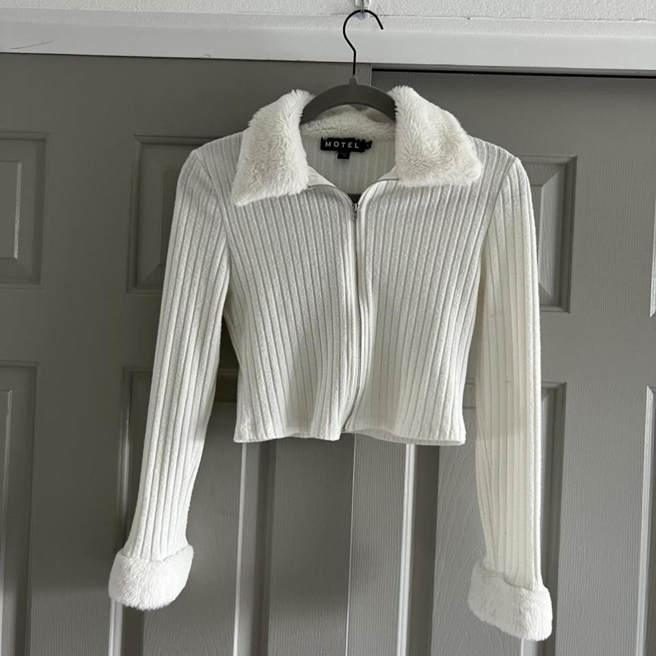 Cute little zip up cropped sweater from Motel Rocks.... - Depop