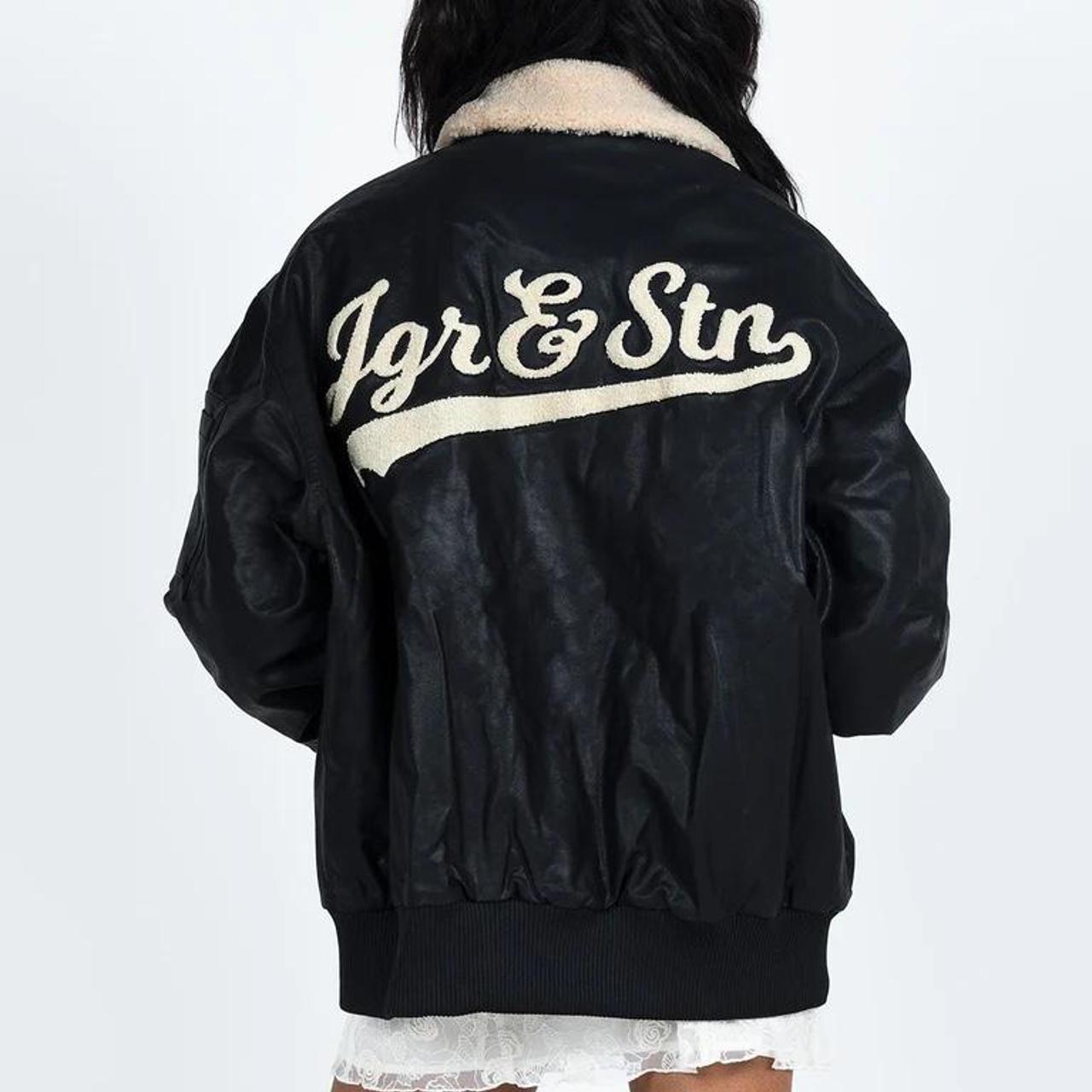 Jagger & Stone Oversized Leather and wool jacket... - Depop