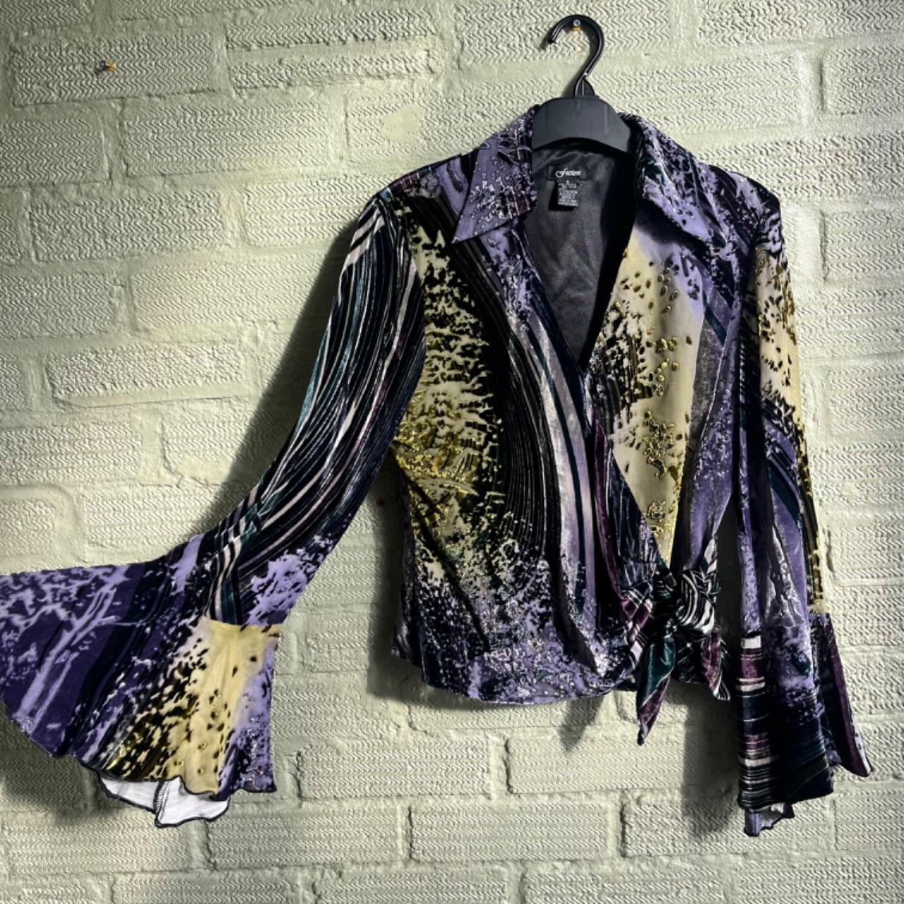 Silk Velvet Blend Whimsy Goth Blouse Sz S Flared... - Depop