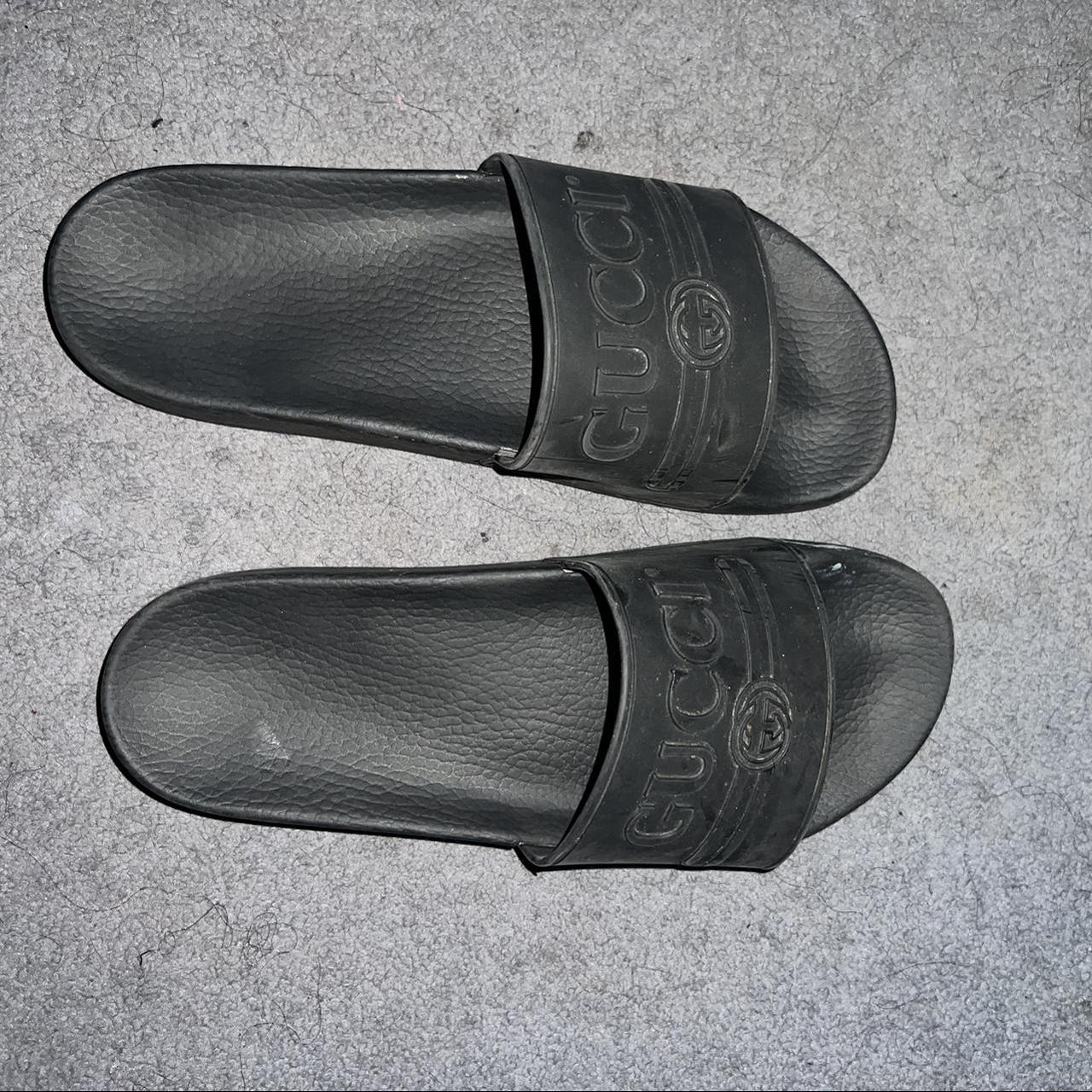 Mens matte black gucci slider RRP £275 open to... - Depop