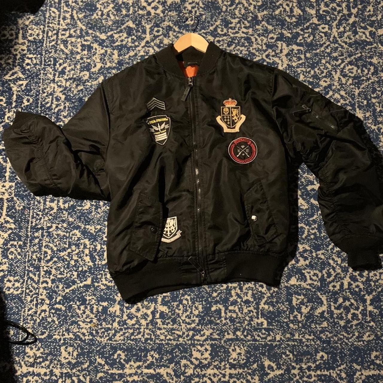 black military bomber jacket Size XL hard piece and... - Depop