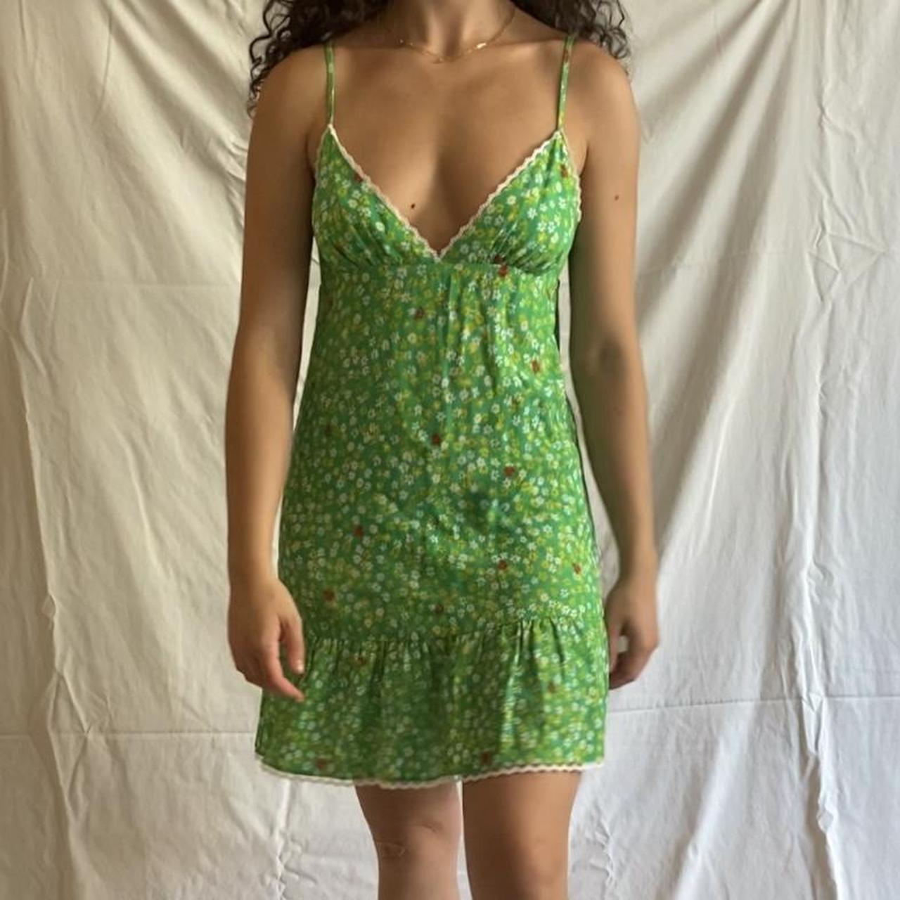 artitzia sunday best green babydoll dress with red,... - Depop