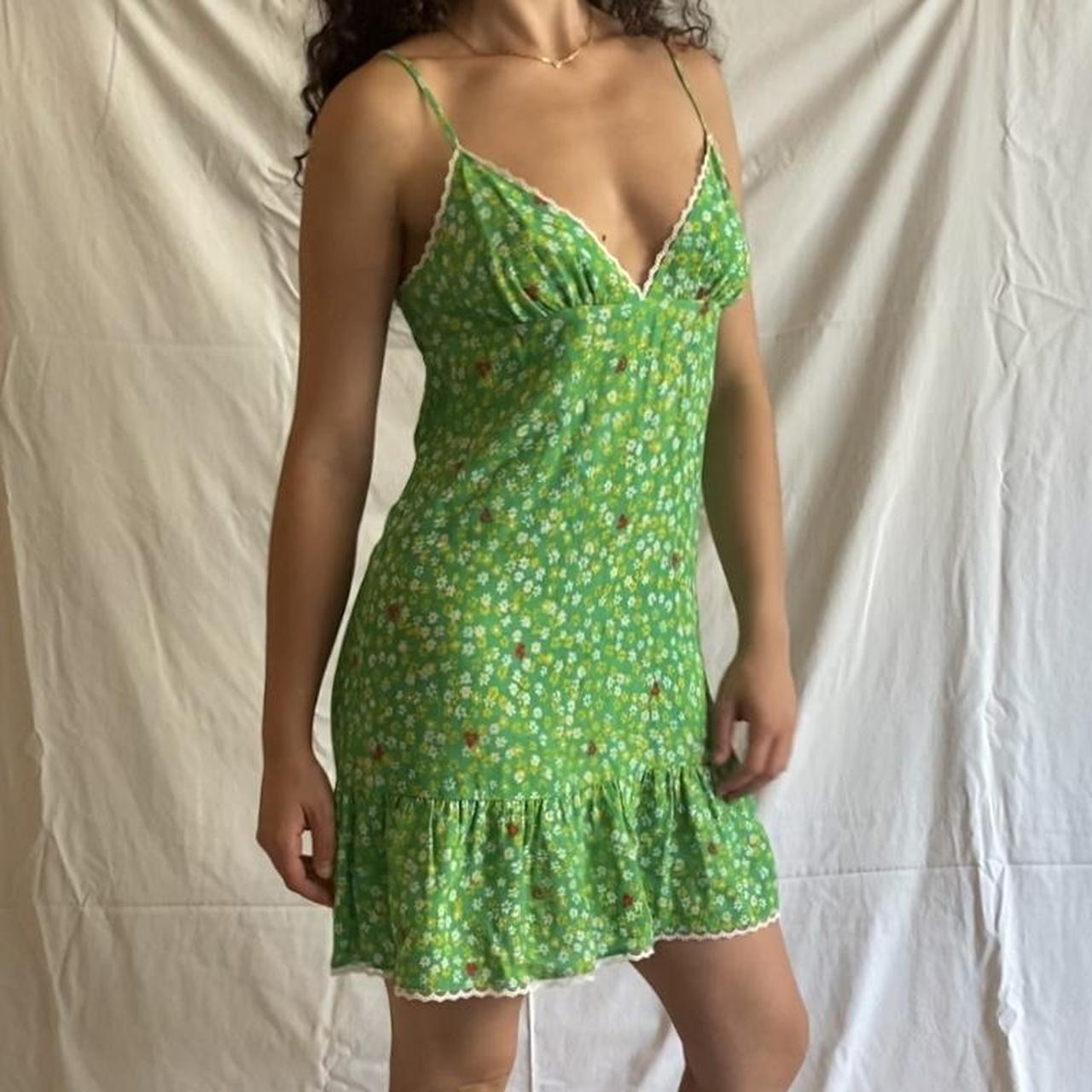 artitzia sunday best green babydoll dress with red,... - Depop