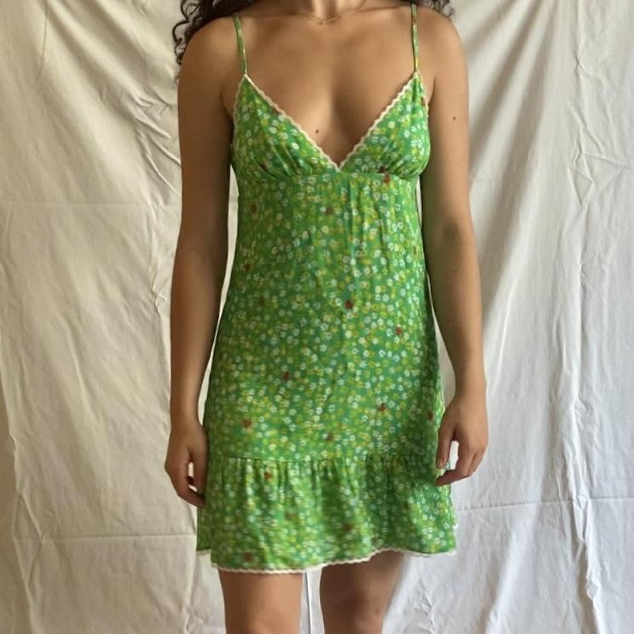 artitzia sunday best green babydoll dress with red,... - Depop