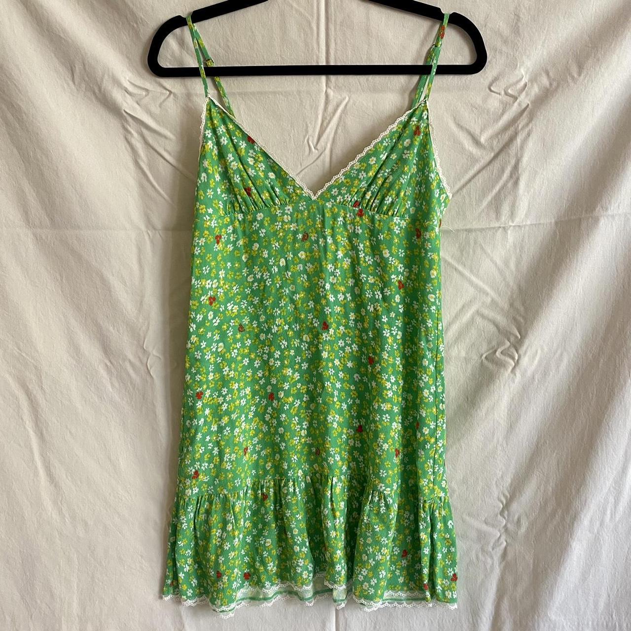 artitzia sunday best green babydoll dress with red,... - Depop