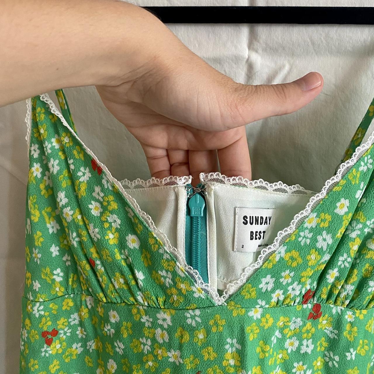 artitzia sunday best green babydoll dress with red,... - Depop