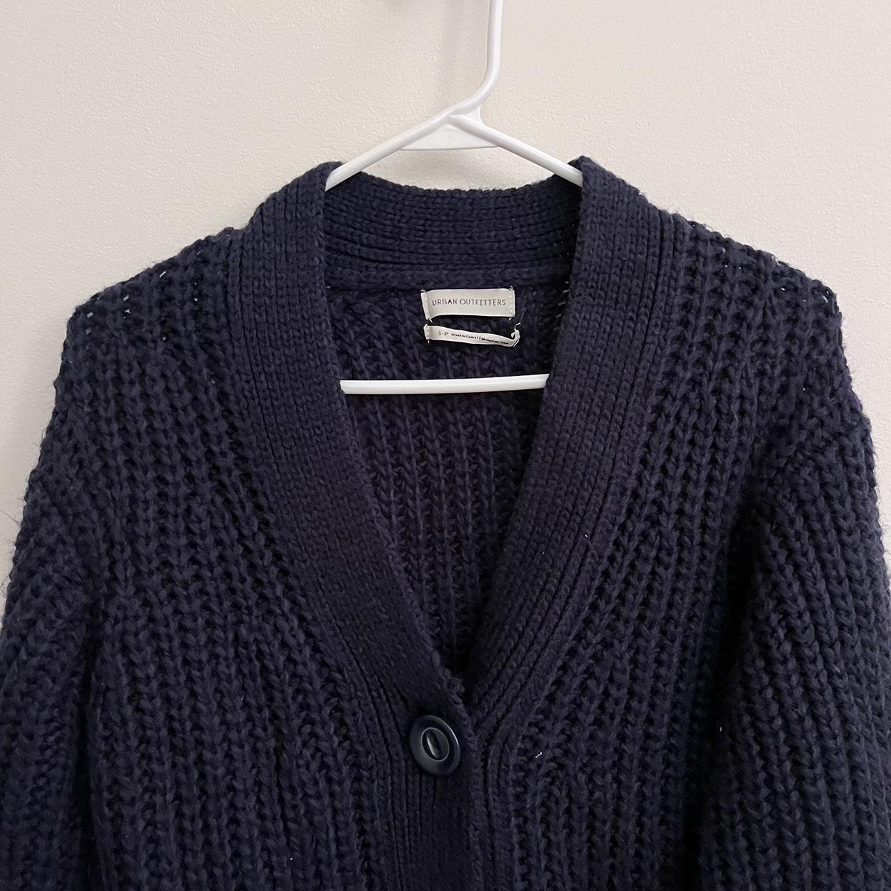 Urban outfitters knit cardigan Navy blue/ purple... - Depop
