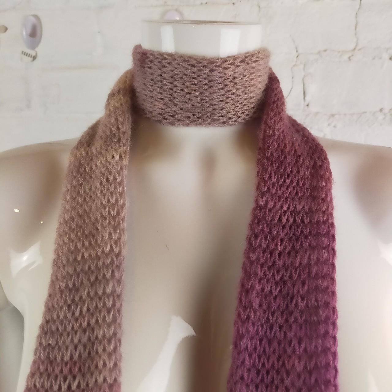 Y2k style skinny scarf. Lettuce hem.Handmade Pink... - Depop