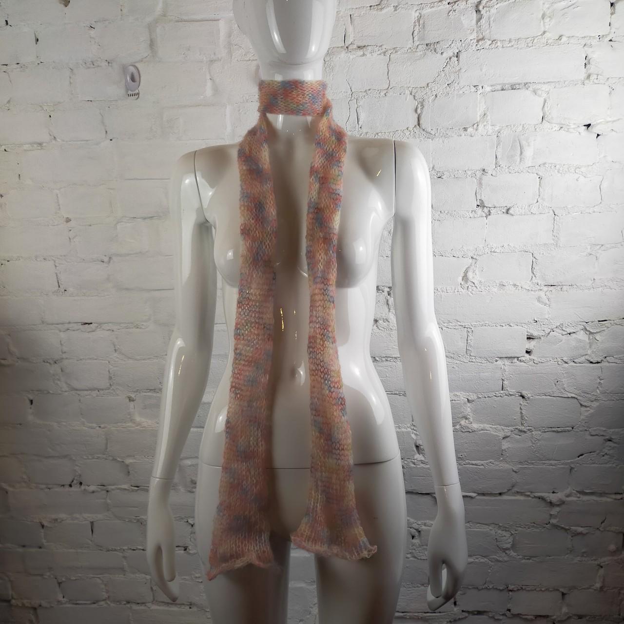 Y2k style skinny scarf. Lettuce hem.Handmade ... - Depop