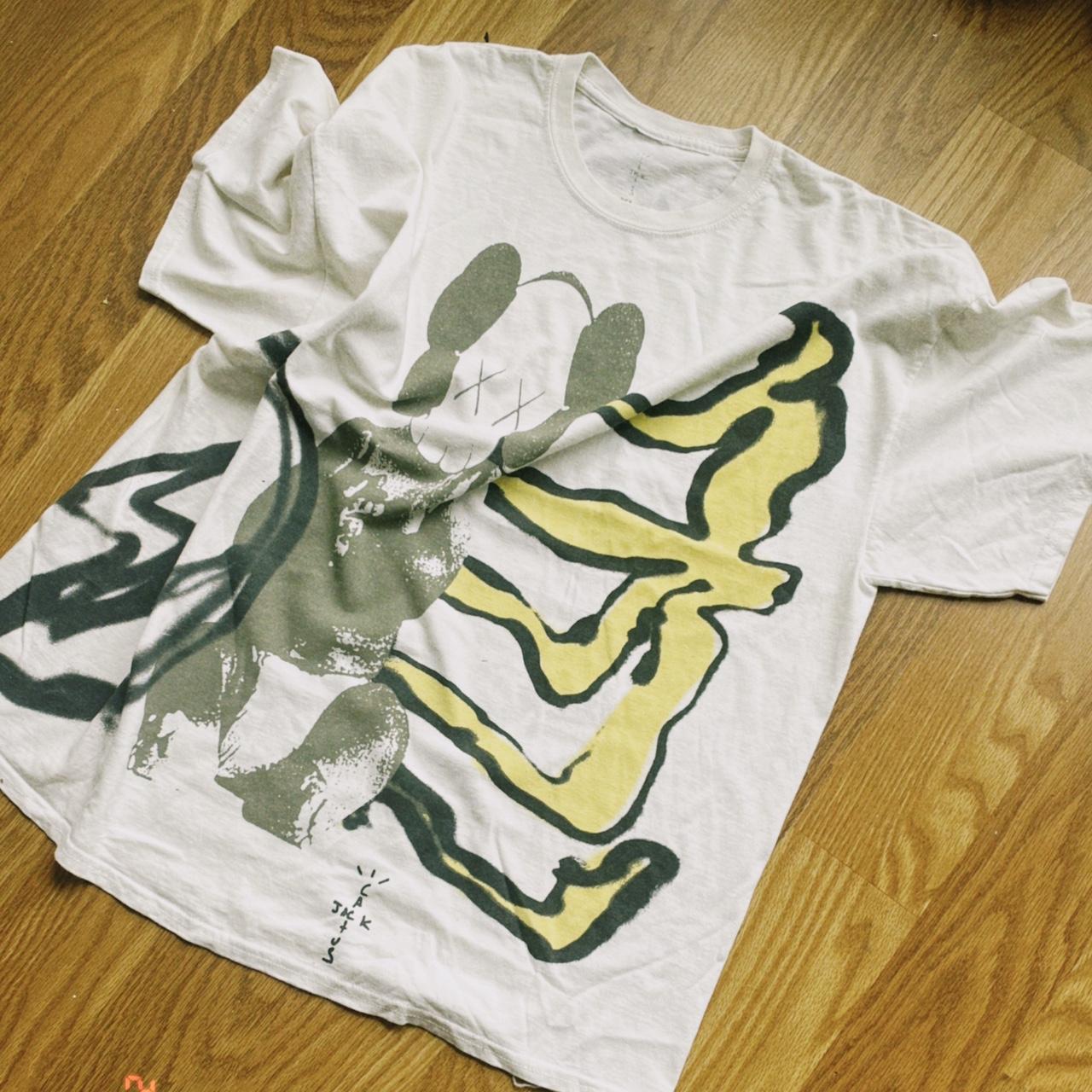 Travis Scott Men's White and Grey T-shirt | Depop