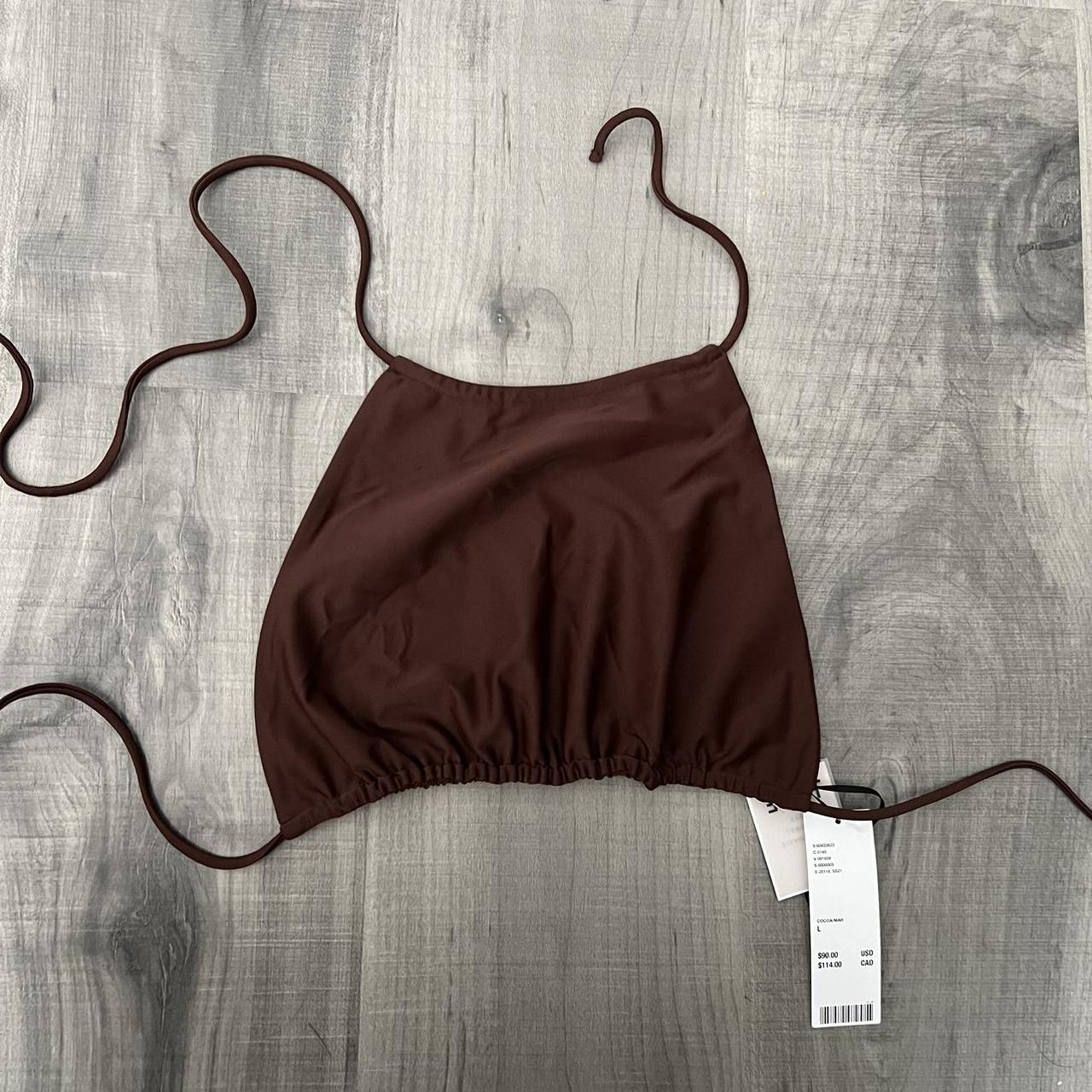 BROWN HALTER SWIM TOP - bought from urban but brand... - Depop