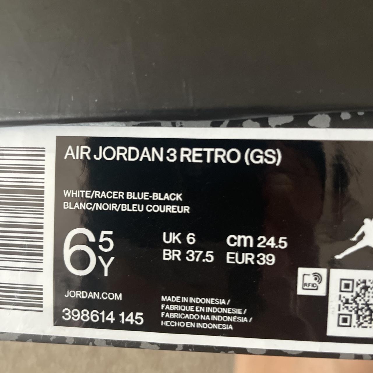 Jordan 3 racer blue Grade school size 6 (eu... - Depop