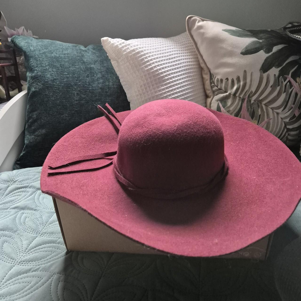 Woman's French Connection Hat Burgundy red, perfect... - Depop
