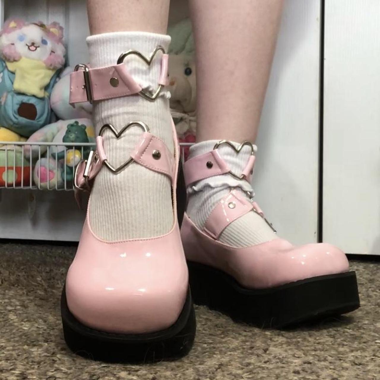 Pink sprite-02 demonias platform shoes worn only... - Depop