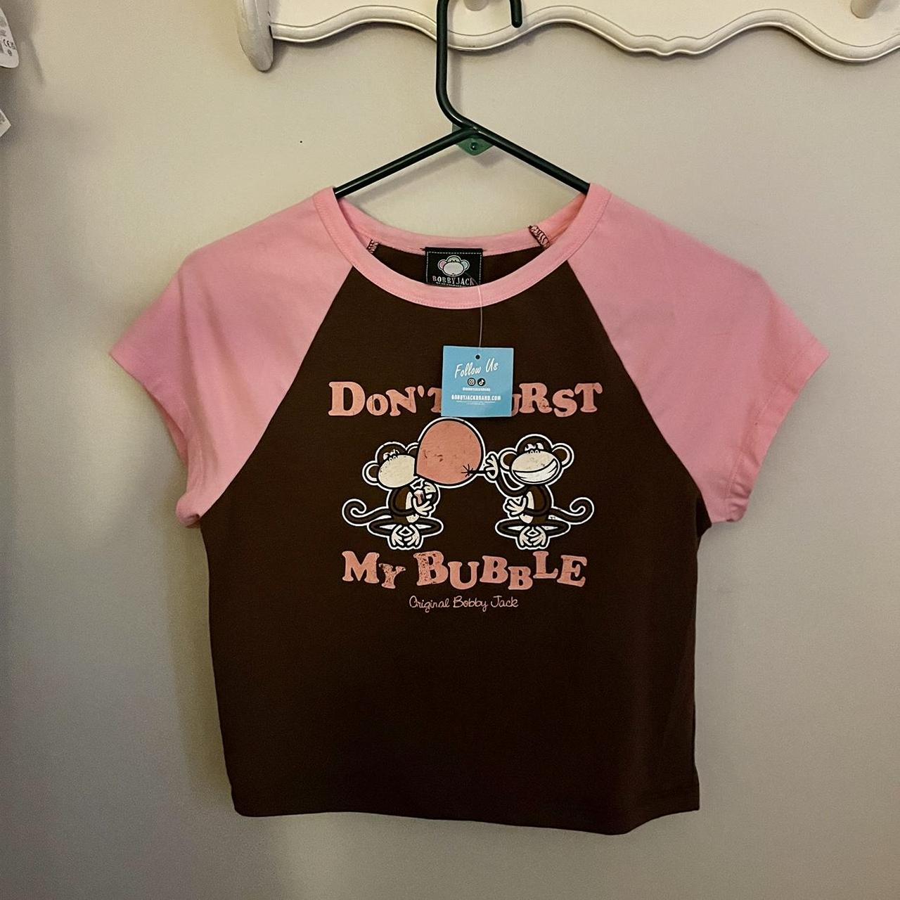 new with tags bobby jack baby tee! brown and pink... - Depop