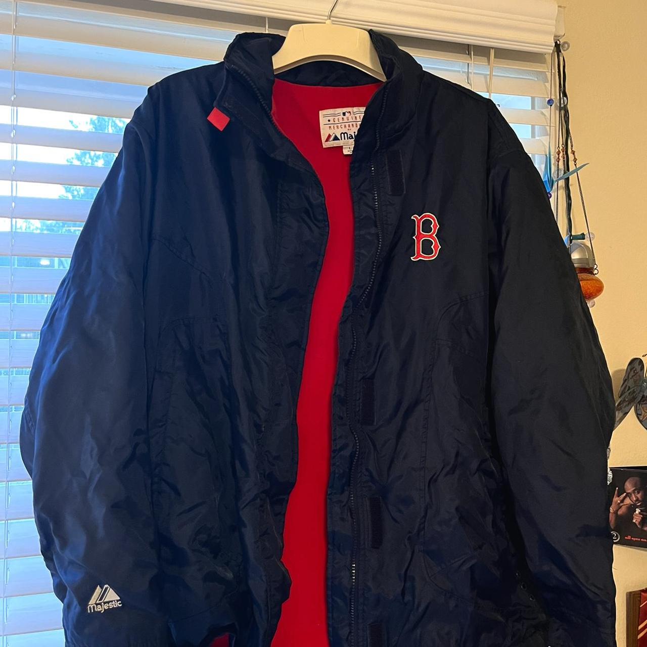 Majestic Athletic Men's Blue and Red Jacket | Depop