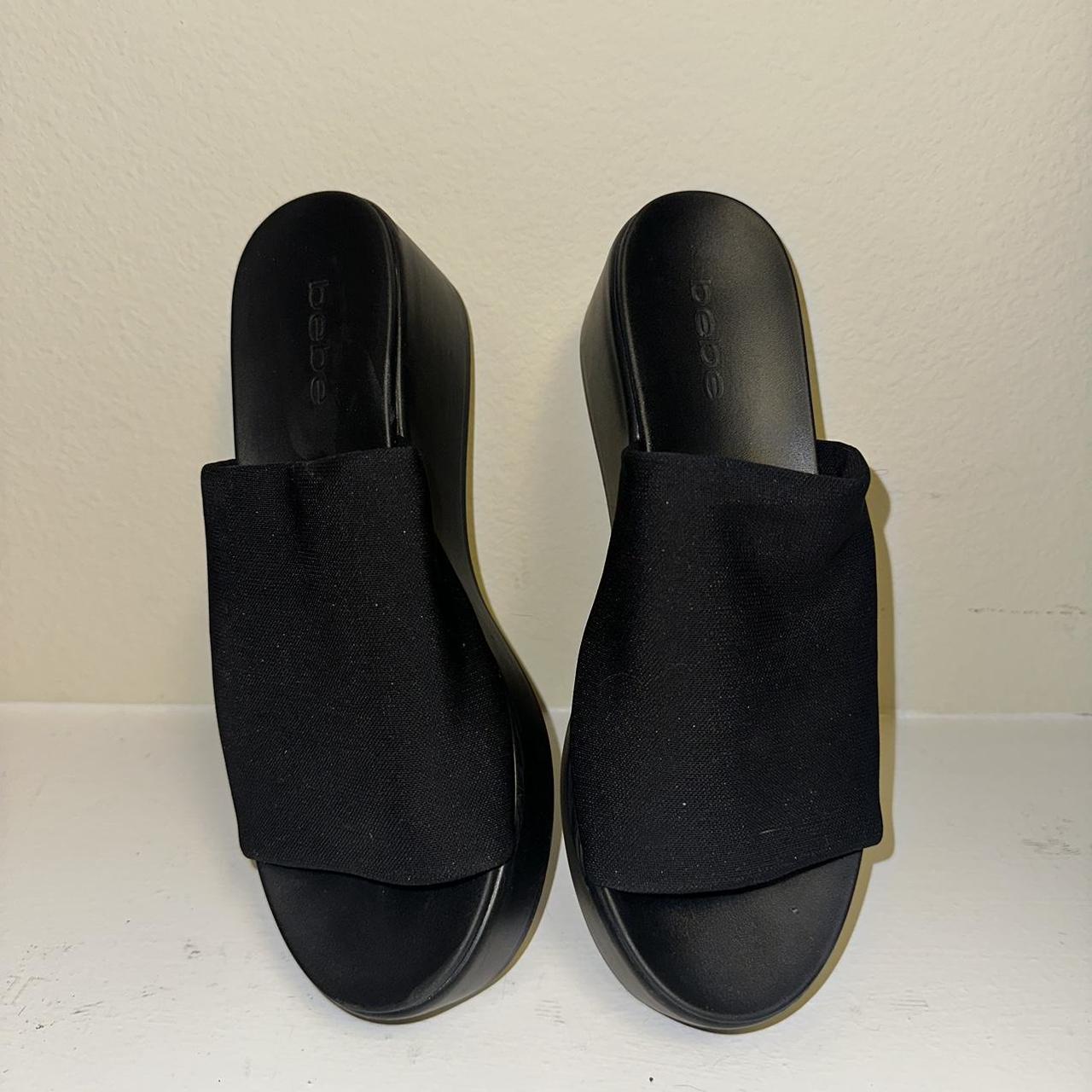 BRAND: BEBE 〰️ Black platform stretch sandals 〰️ Worn... - Depop