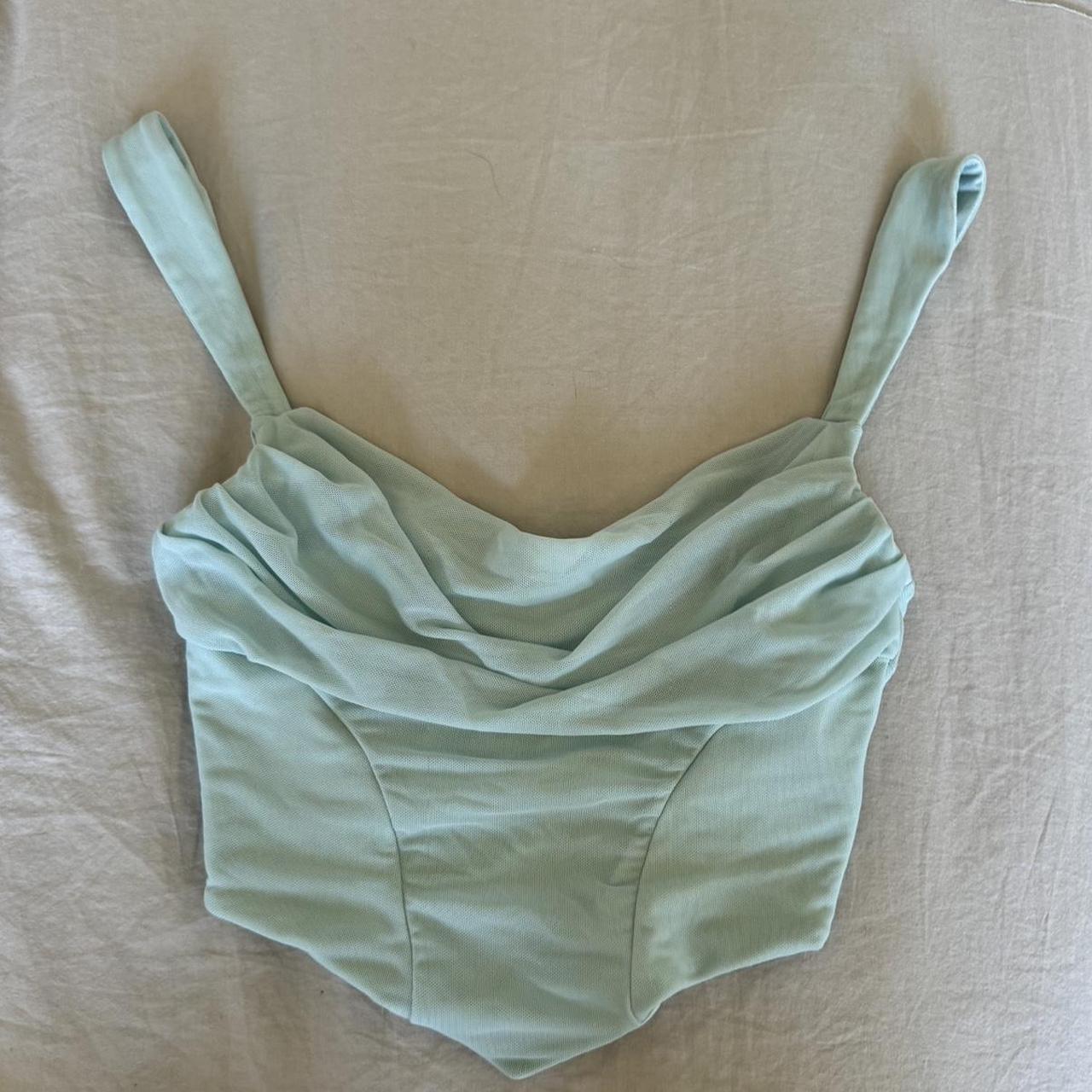 stunning aqua blue corset/bustier tank top from Oh... | Depop