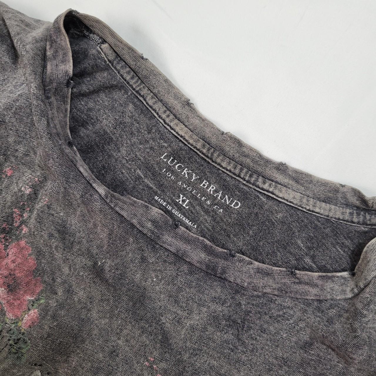 Lucky brand grey distressed acid wash t shirt Uniqur... - Depop