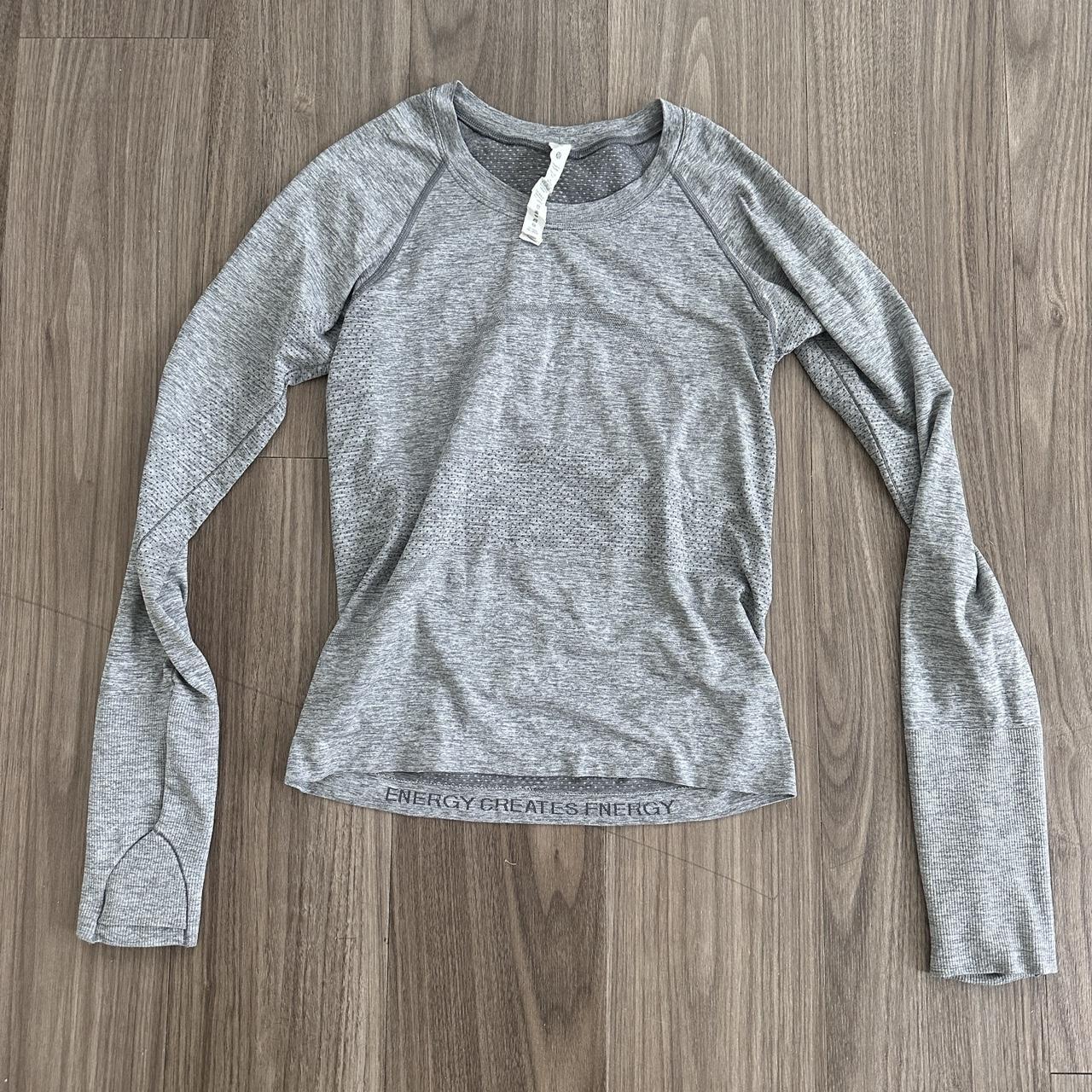 ON HOLD grey lululemon swiftly tech shirt in a size... - Depop