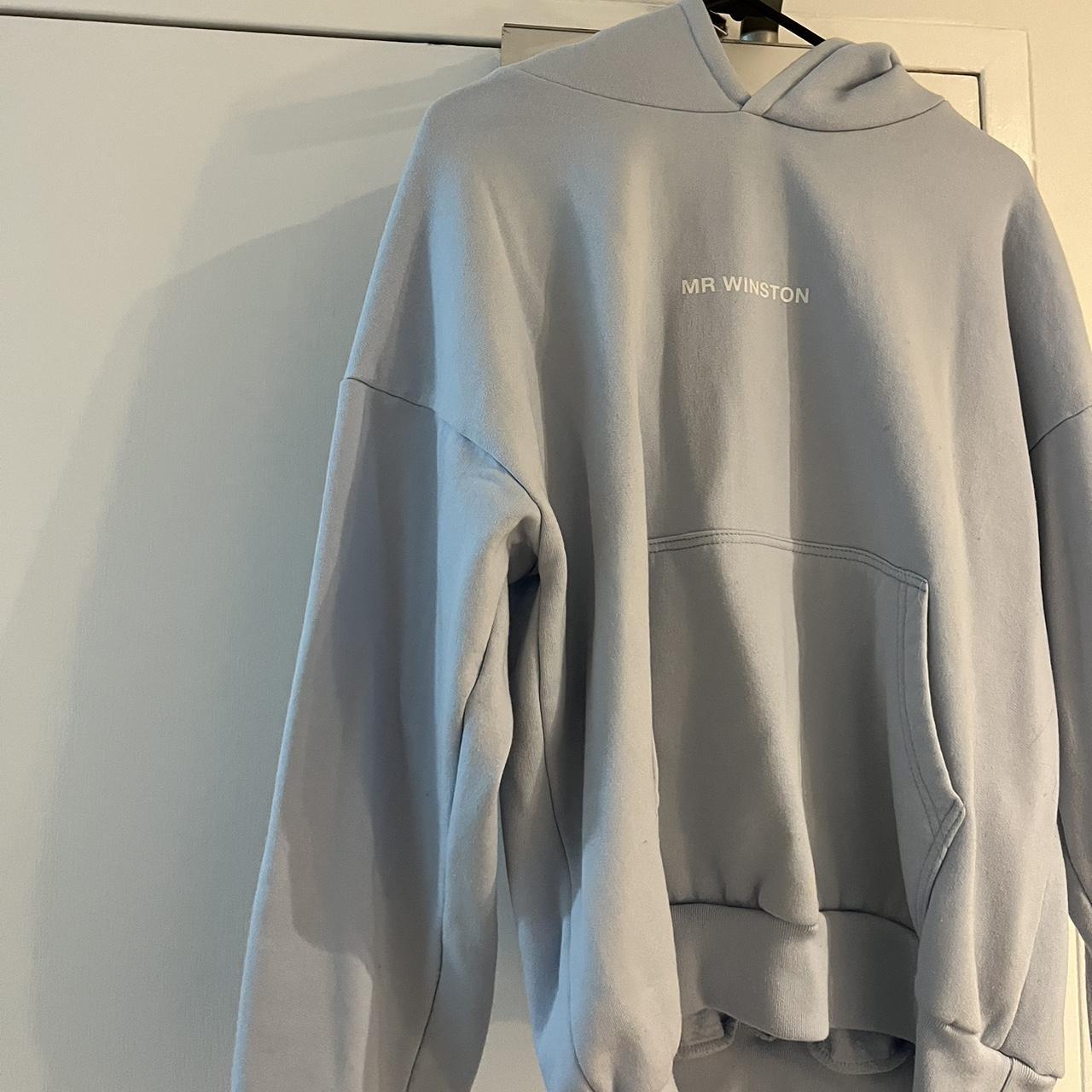 Mr Winston baby blue hoodie. Worn quite a bit hence... - Depop