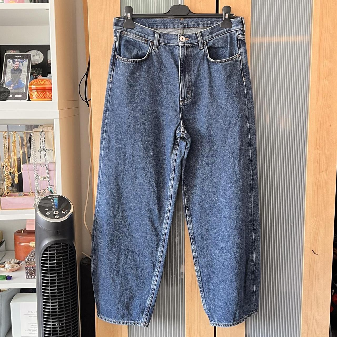 Cos jeans, barrel leg, size 30” in medium blue.... - Depop