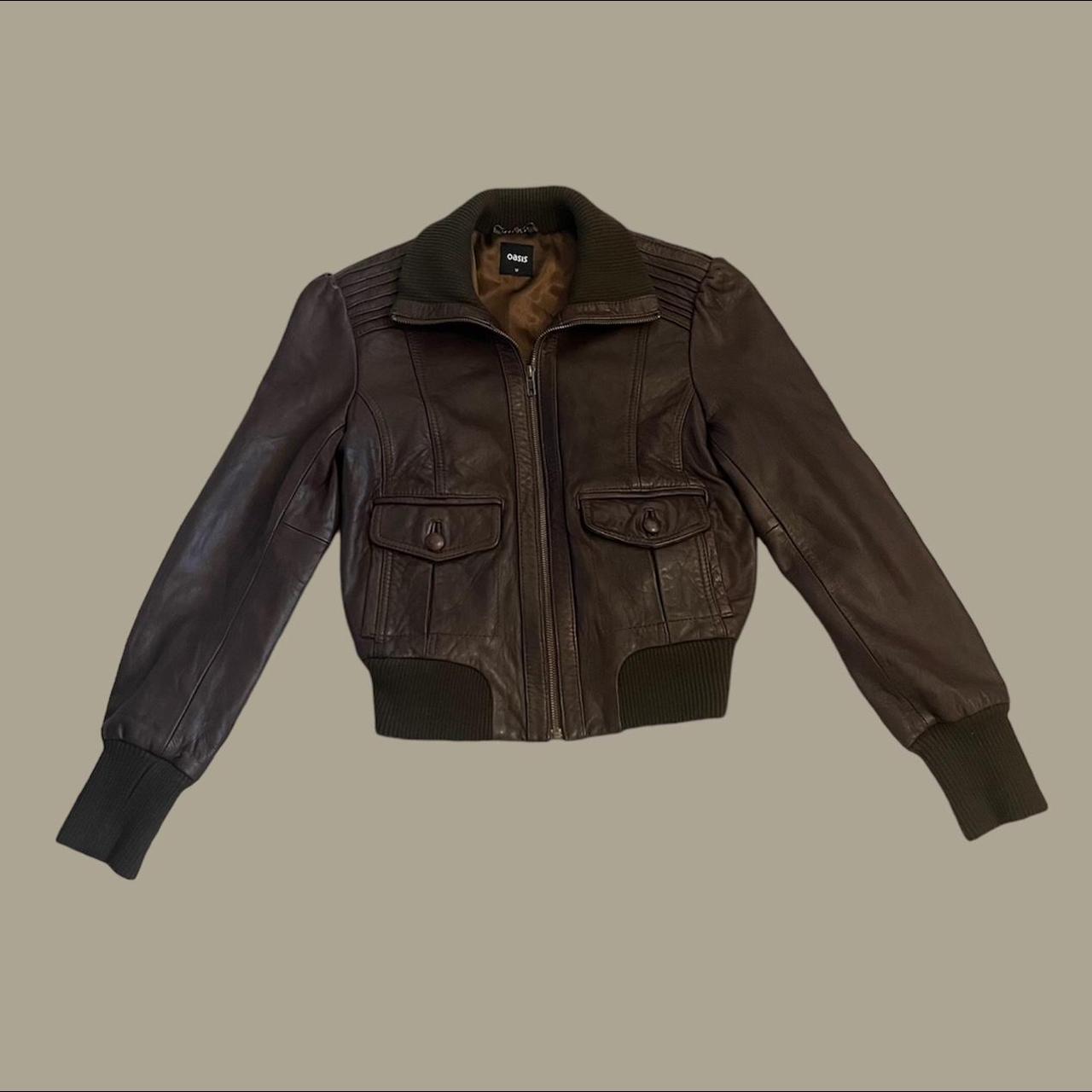 Vintage chocolate brown genuine leather bomber... - Depop