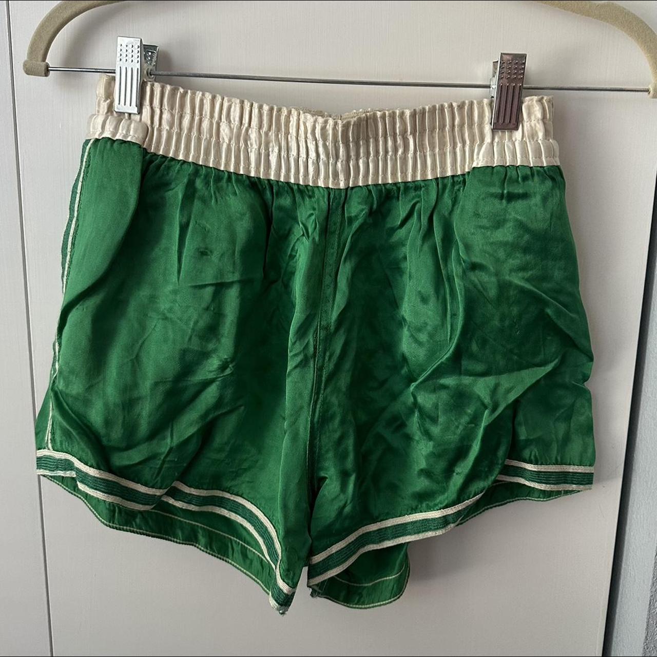 Vibrant silk green boxing shorts from the 1950s.... - Depop