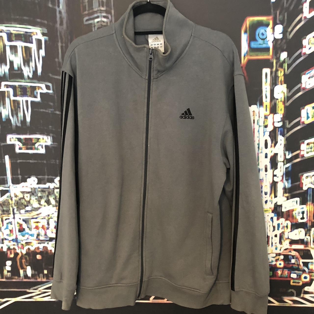 Adidas Grey Cotton Track Jacket Size Large, fits... - Depop
