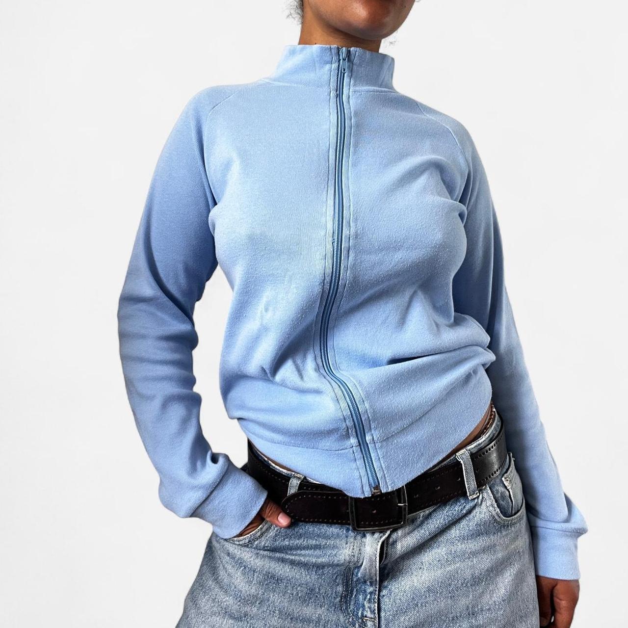 Baby blue zip up sweatshirt Long sleeve Uk 14-... | Depop