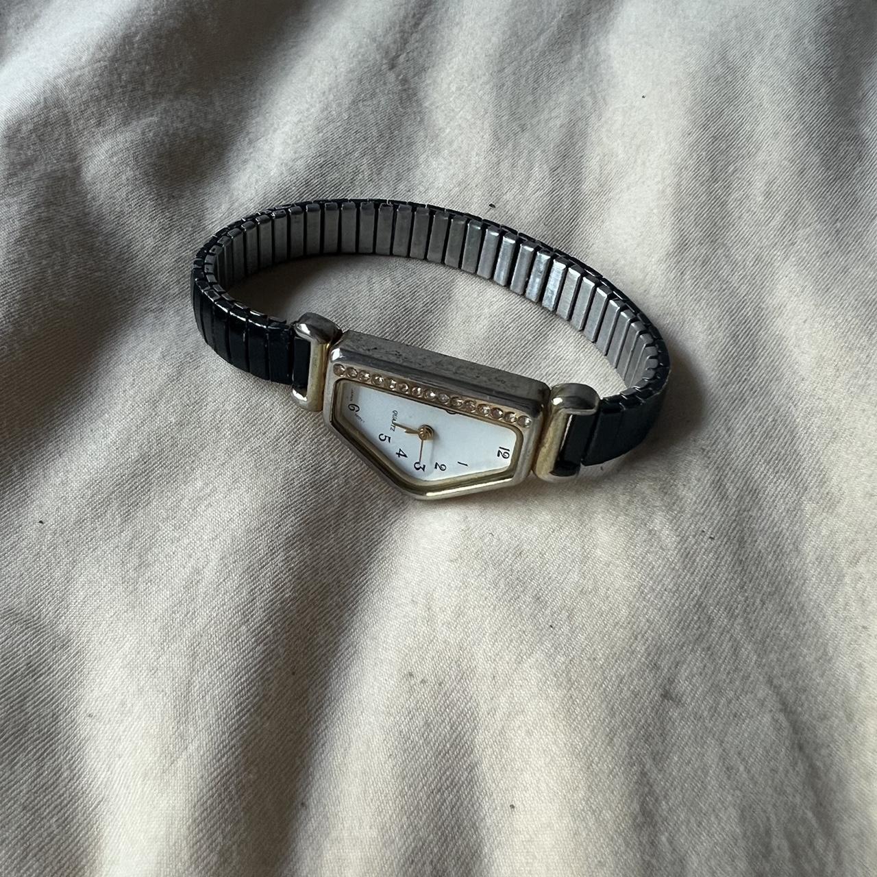 Black and gold pentagonal faced watch - Depop
