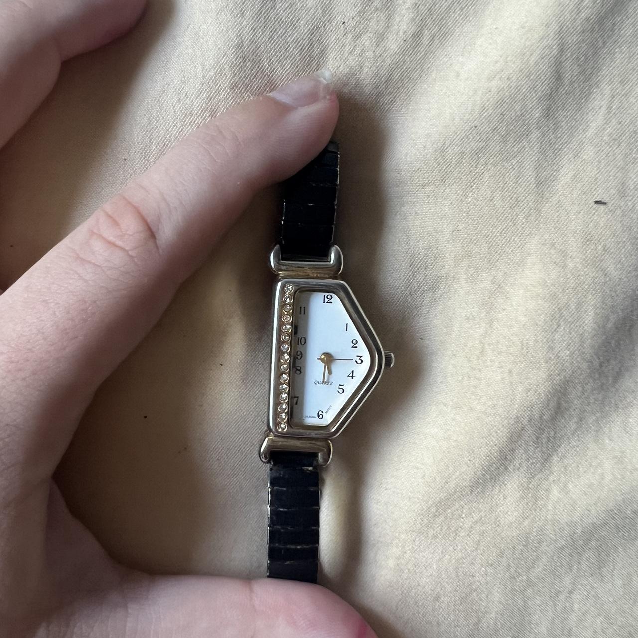 Black and gold pentagonal faced watch - Depop