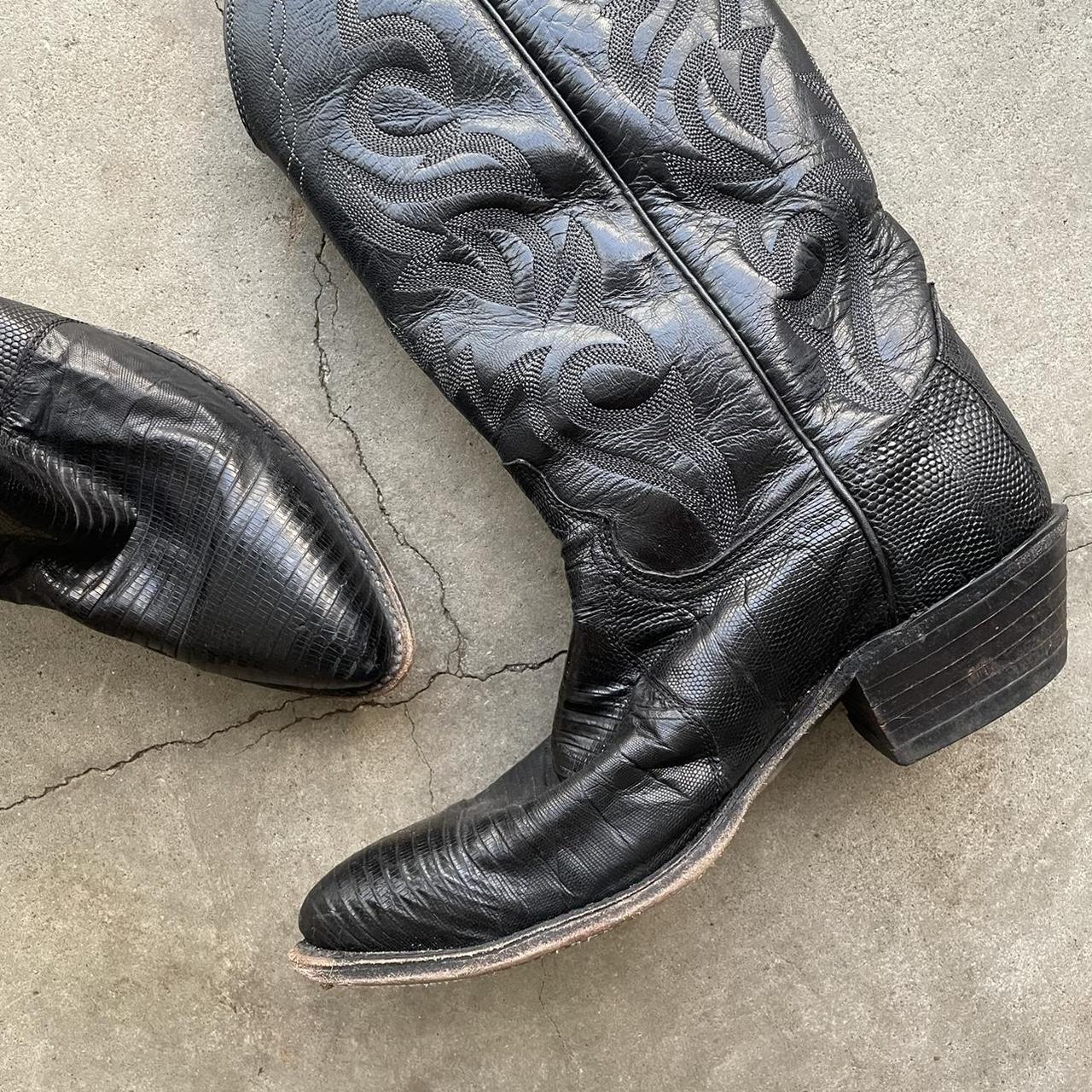 Vintage black cowboy boots Beautiful boots, worn... - Depop