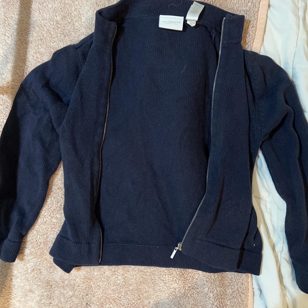 Cute navy blue zip up hoodie - Depop