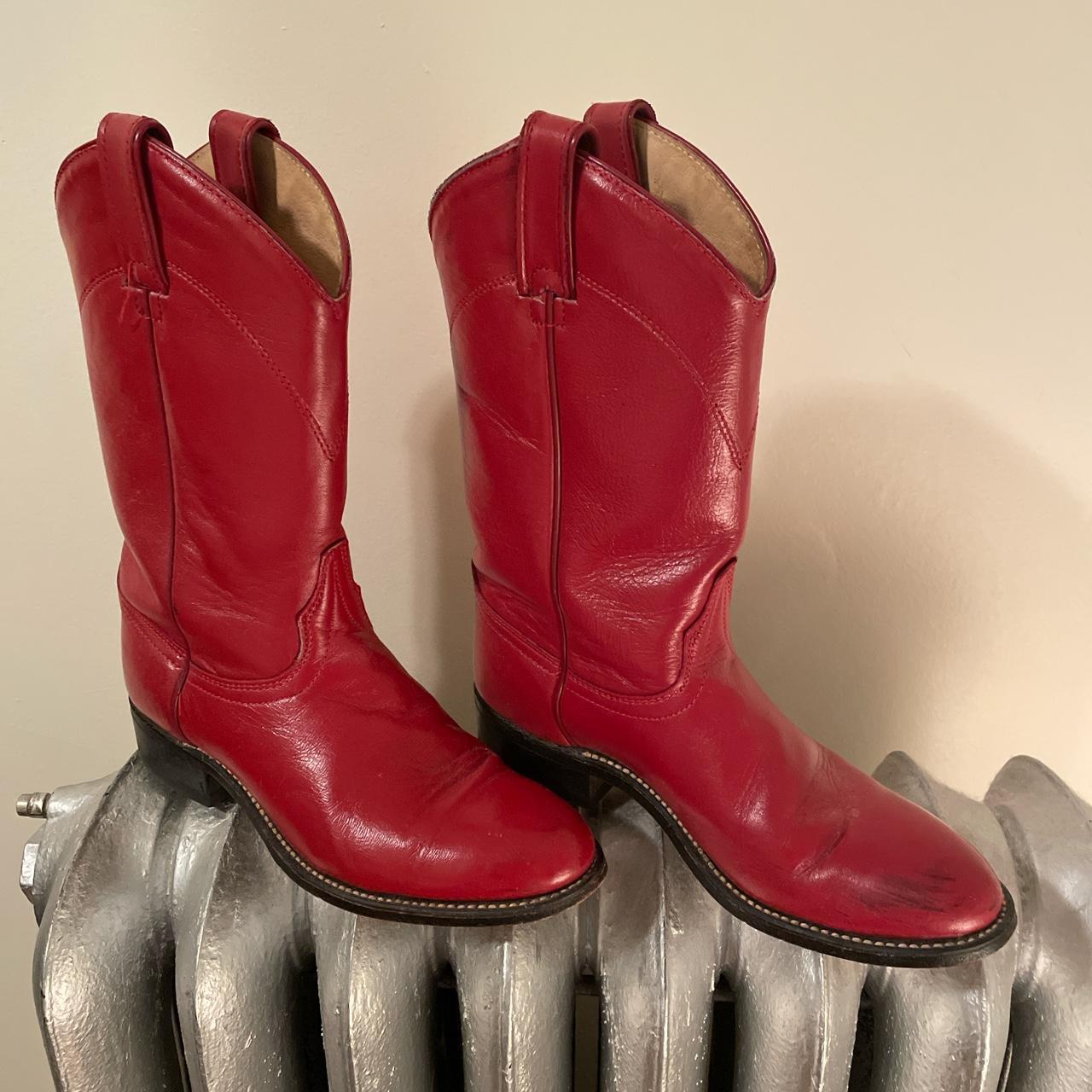 Vintage wrangler cherry red boots Size:7 ( fits like... - Depop