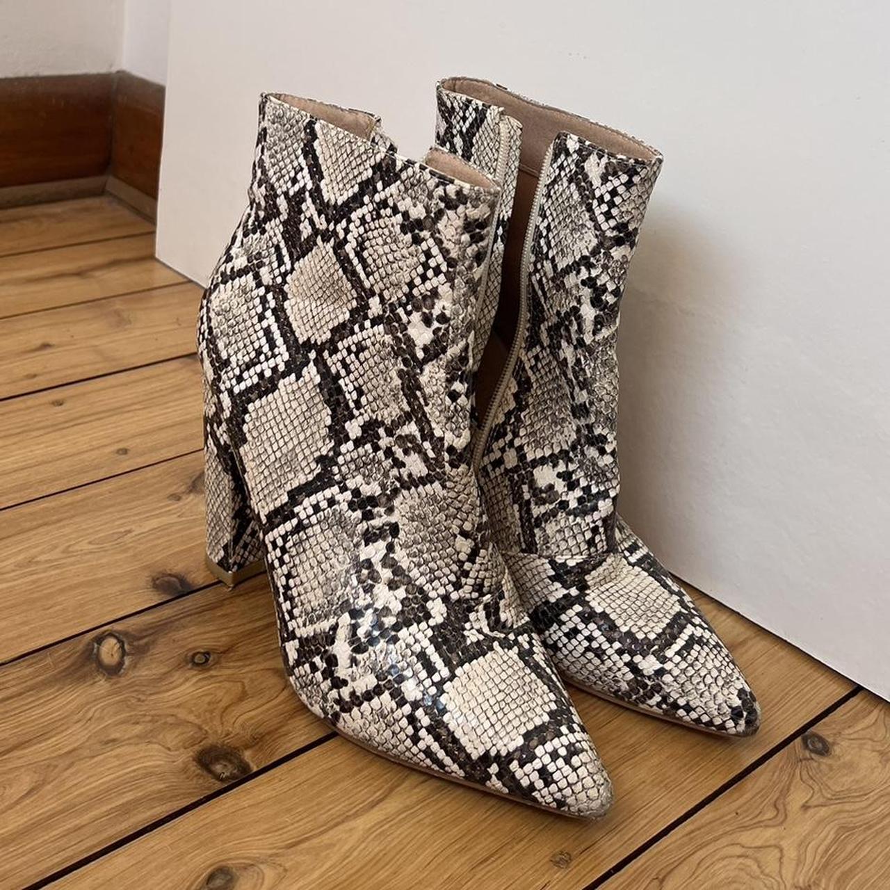 Fake snake skin ankle boots Used but good condition... - Depop