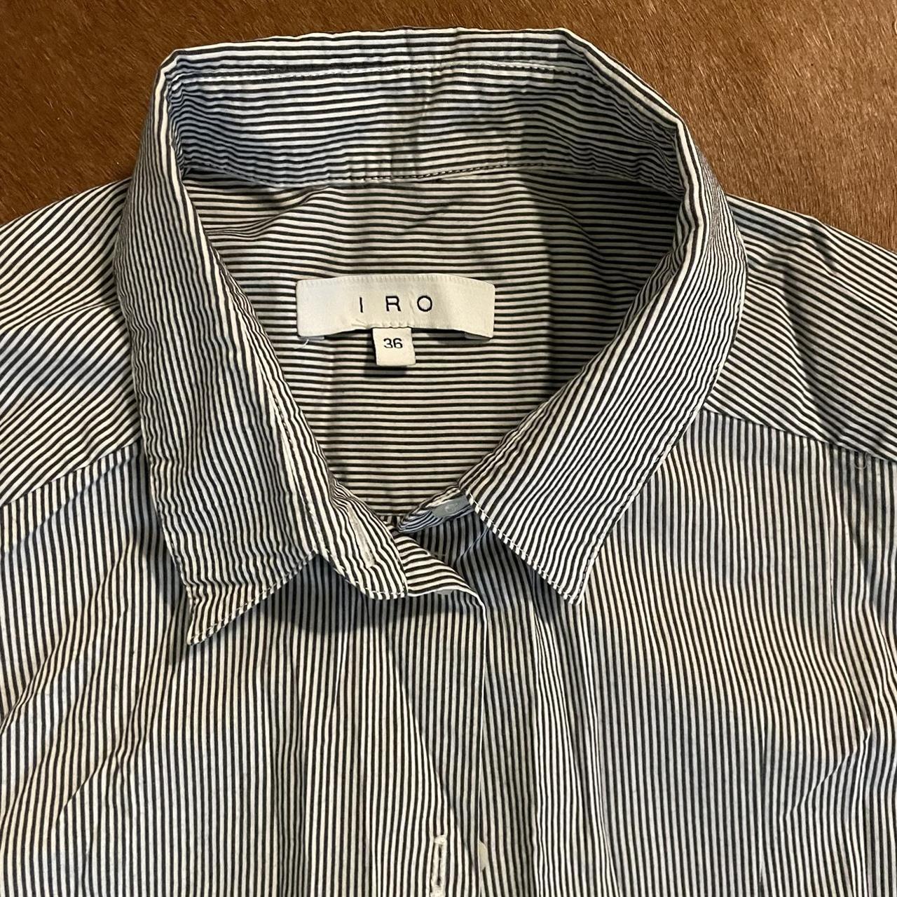 Iro navy pinstripe buttondown shirt cropped size 36... - Depop