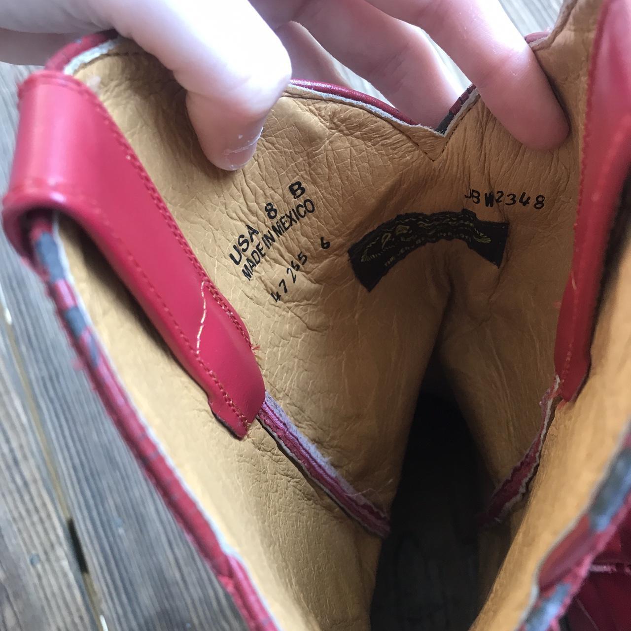 Real leather cherry red vintage cowboy boots by JB... - Depop