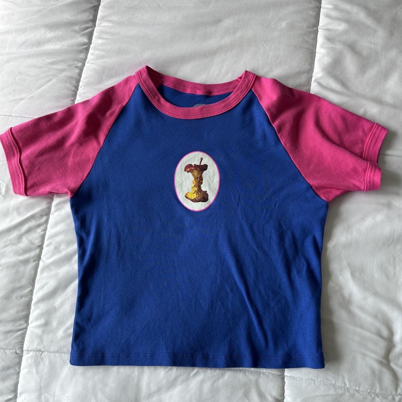 Yves Tumor tour merchandise cropped tee Pink/ Blue... - Depop