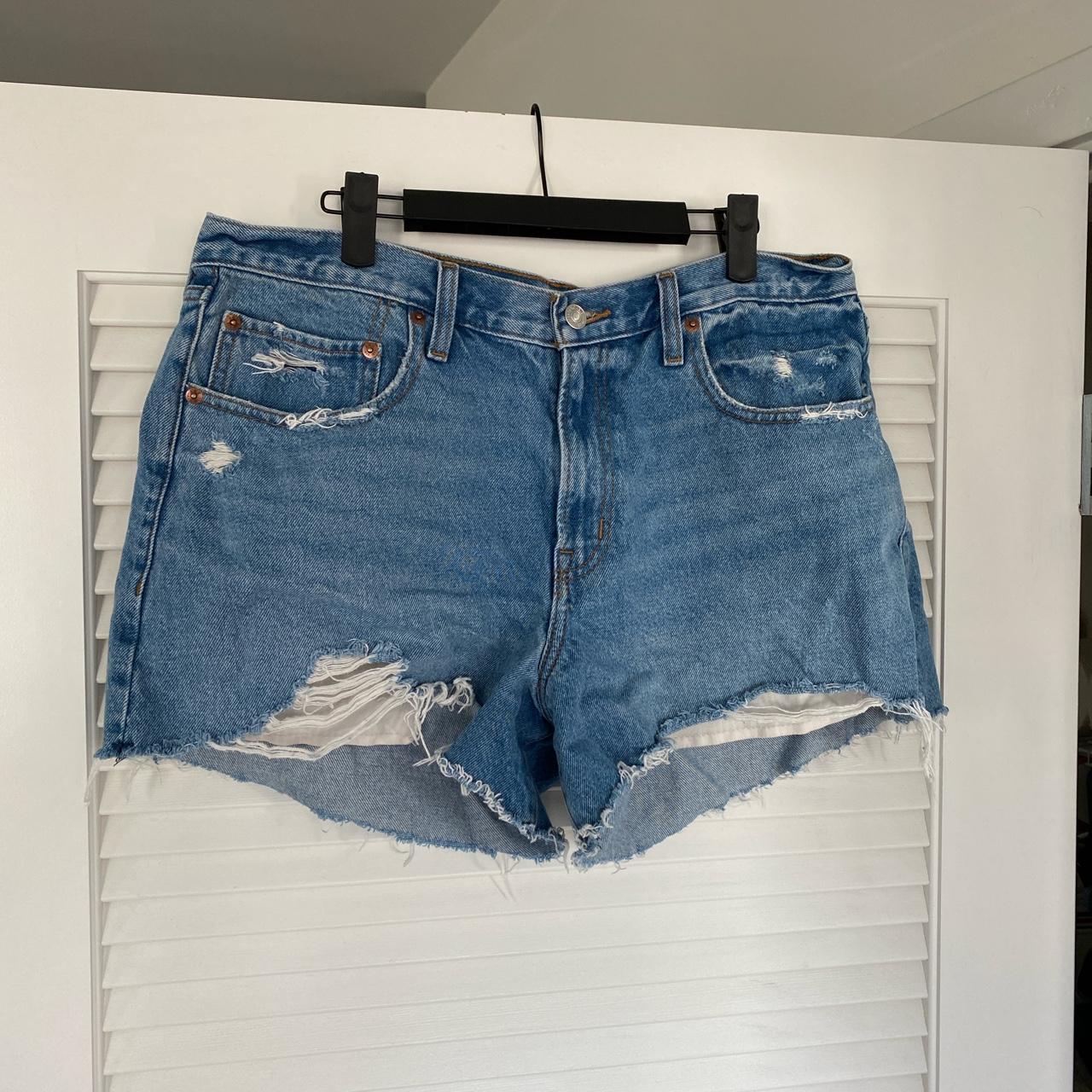 Mid Rise Distressed Boyfriend Shorts. Only worn a... - Depop
