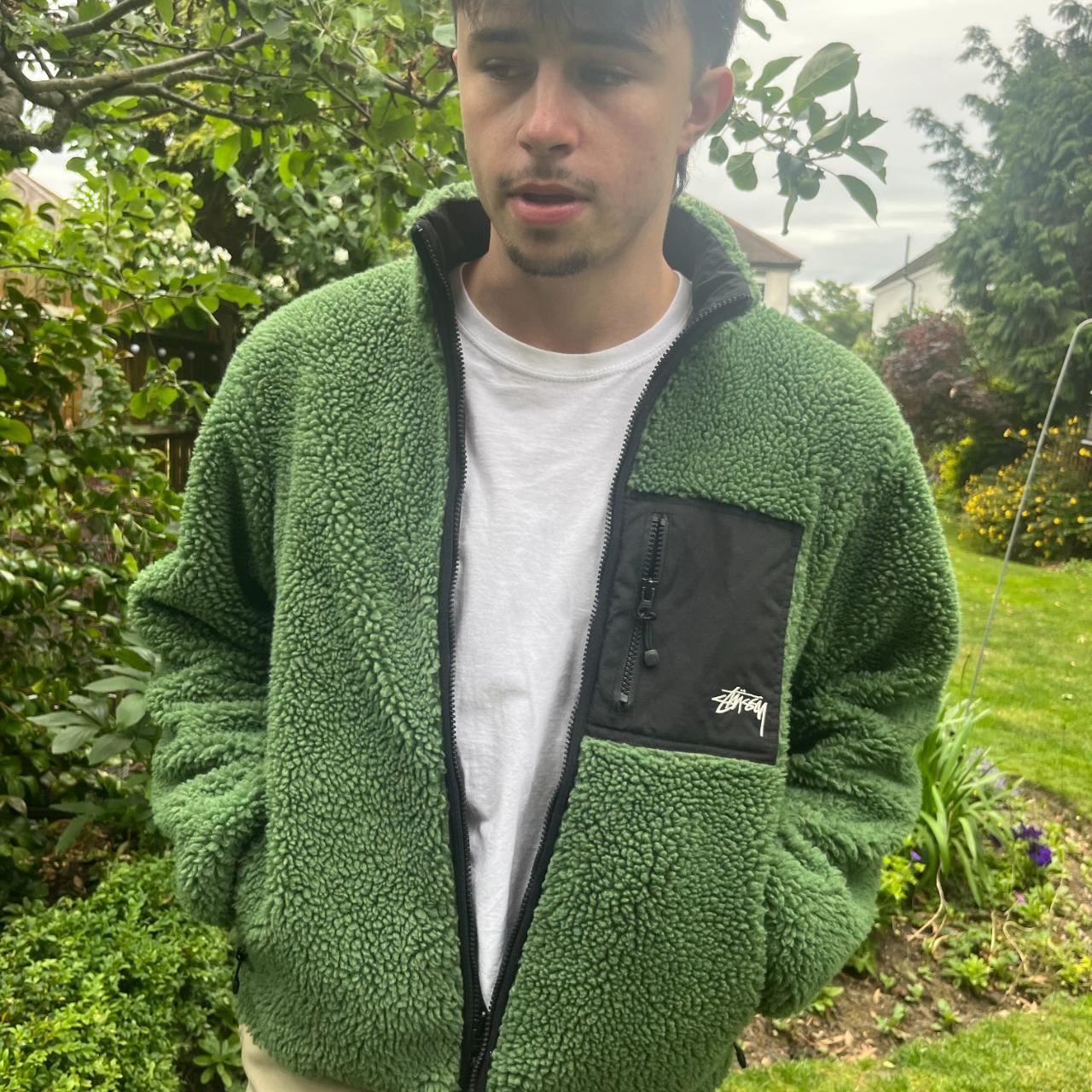 Stussy 8 ball Fleece Fully Reversable with cropped... - Depop