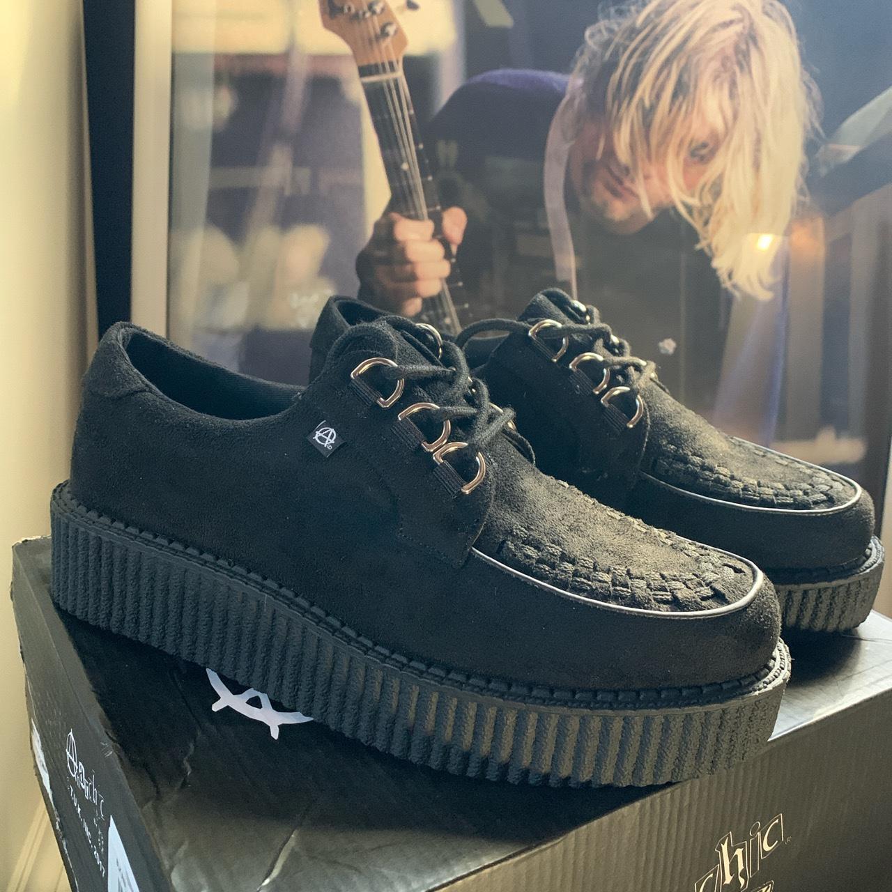 Black Faux Suede Anarchic Creepers never worn and... - Depop