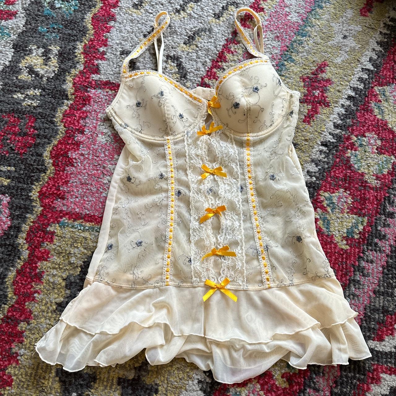 vintage native intimates pastel yellow babydoll... - Depop