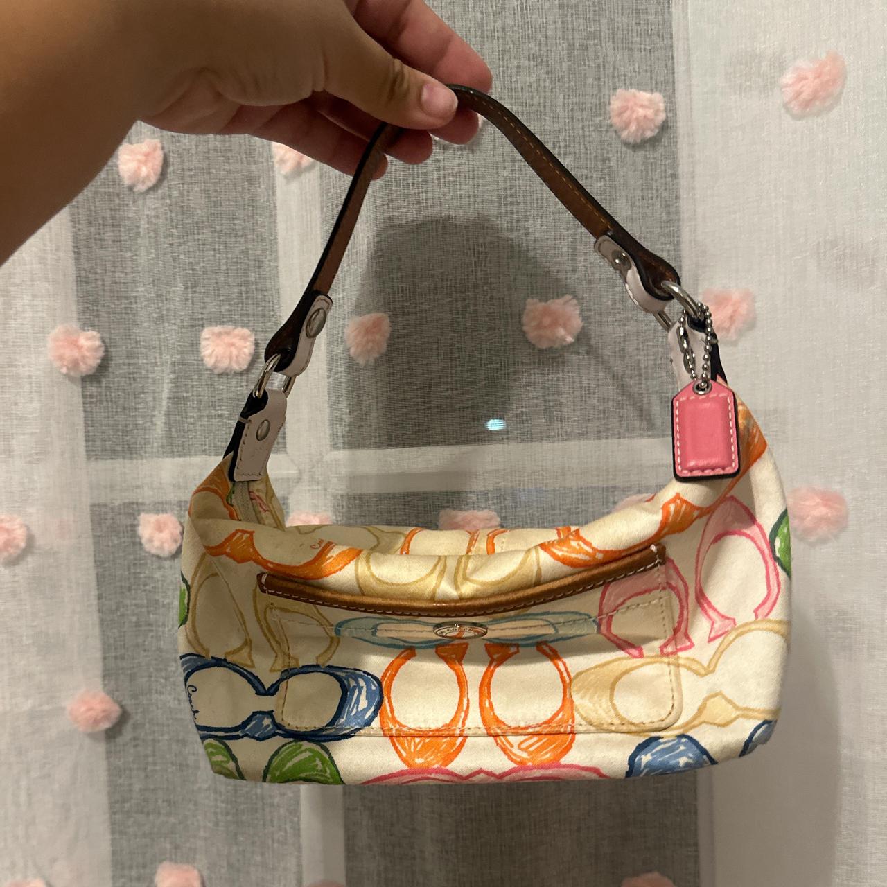 vintage coach colorful mini bag in vintage condition... - Depop