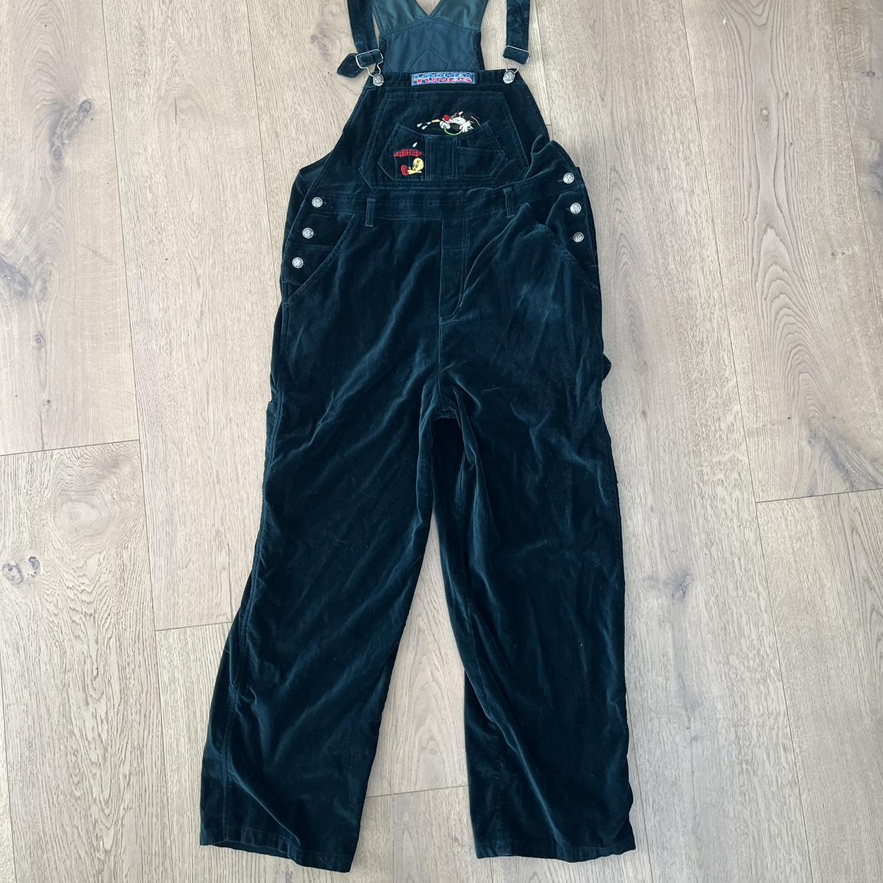 Vintage green velour looney toons overalls. Comes in... - Depop