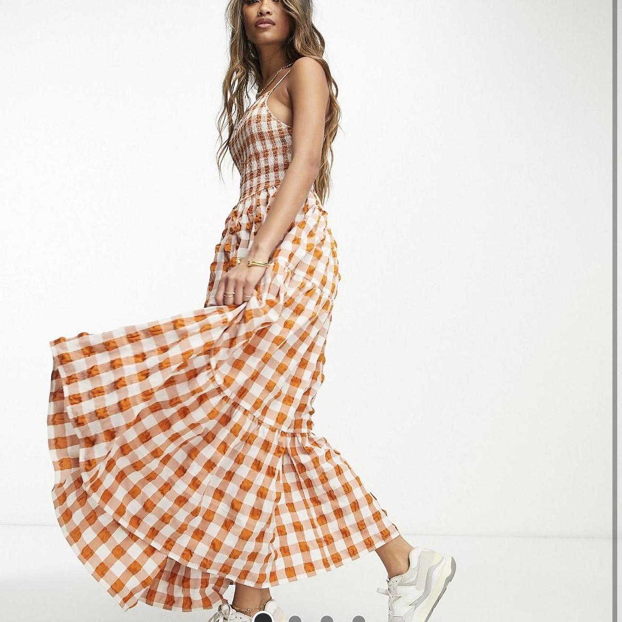 ASOS rust gingham dress, size 16. Worn once! #asos... - Depop