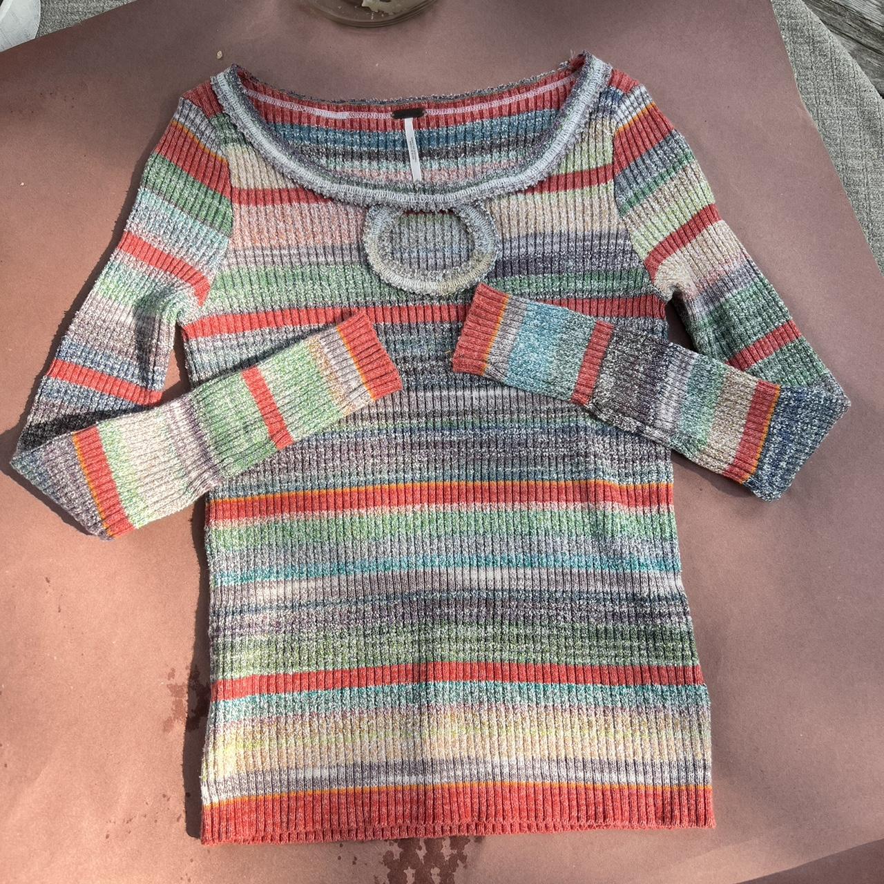 Free people striped snug sweater (Stretchy but fitted) - Depop