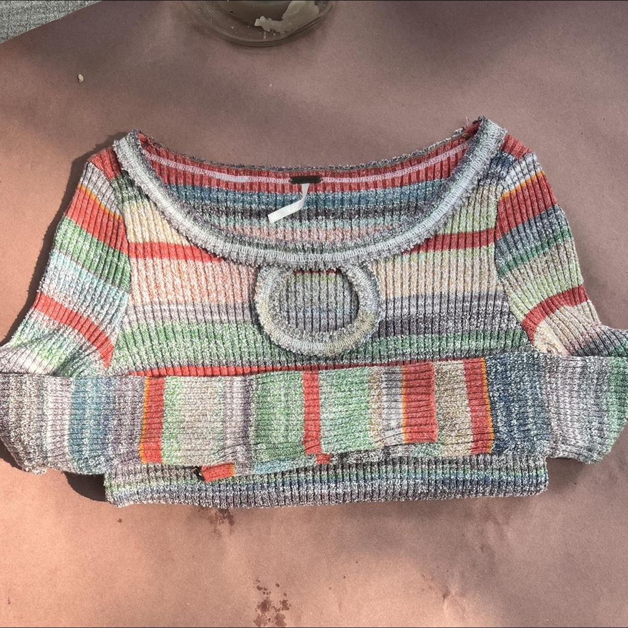 Free people striped snug sweater (Stretchy but fitted) - Depop